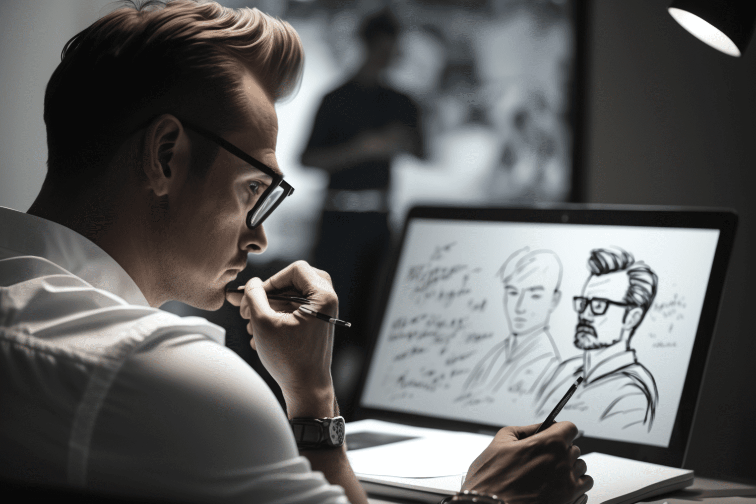 Person_observing_and_taking_notes_while_watching_v.1 | Inspiritive